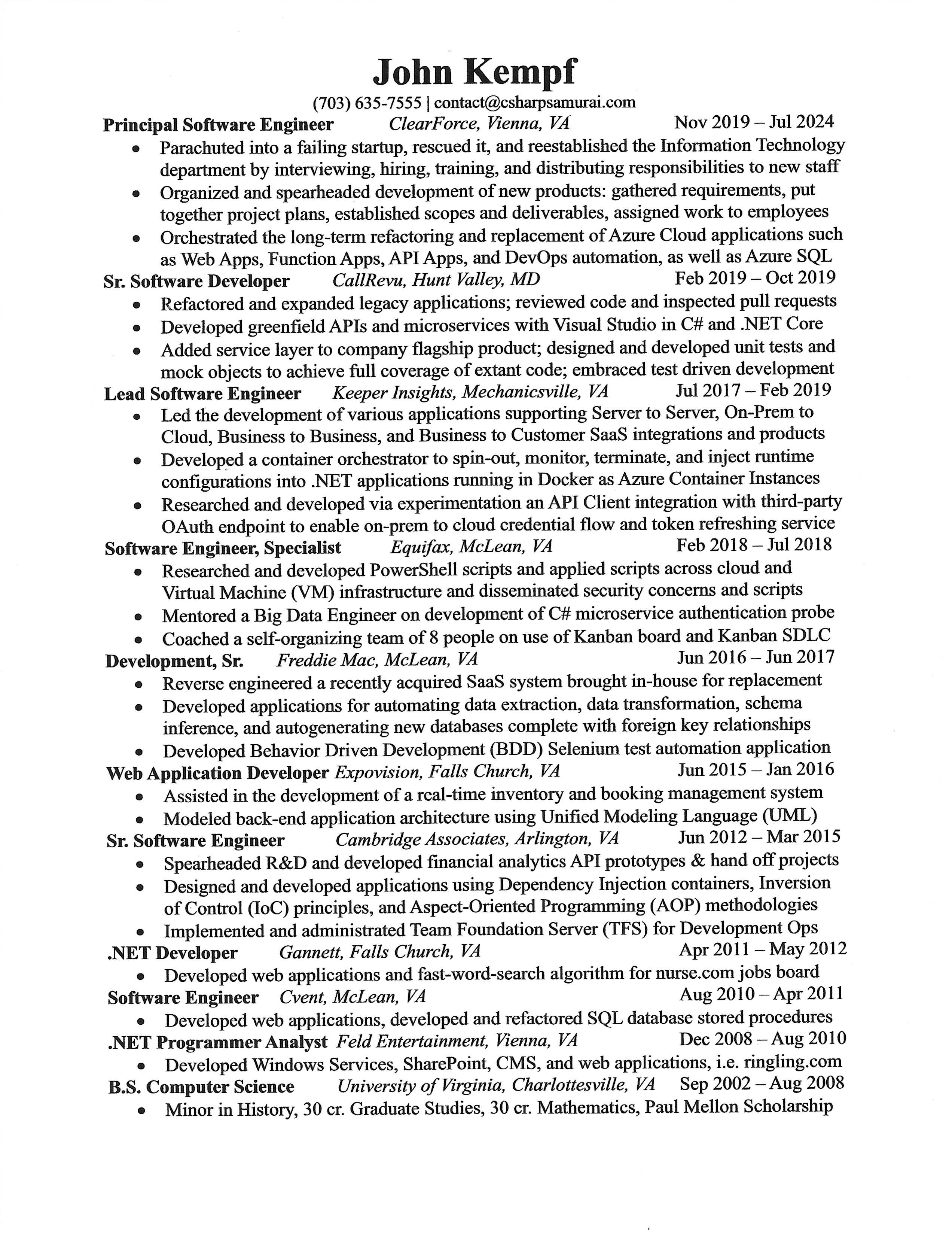 C#SAMURAI Software Engineer Expert, C# .NET Contractor